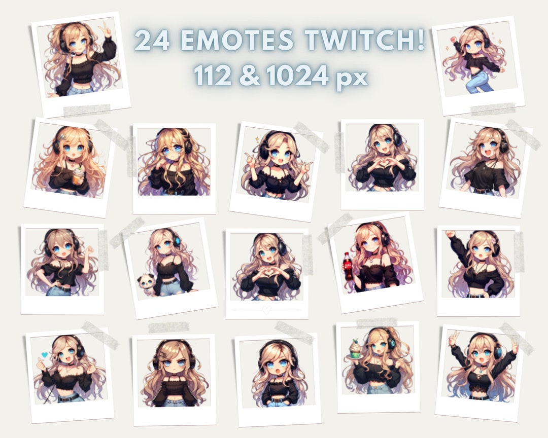 Twitch Emotes, Discord Emotes, Chibi Emotes, Blonde Girl Emotes, Anime ...