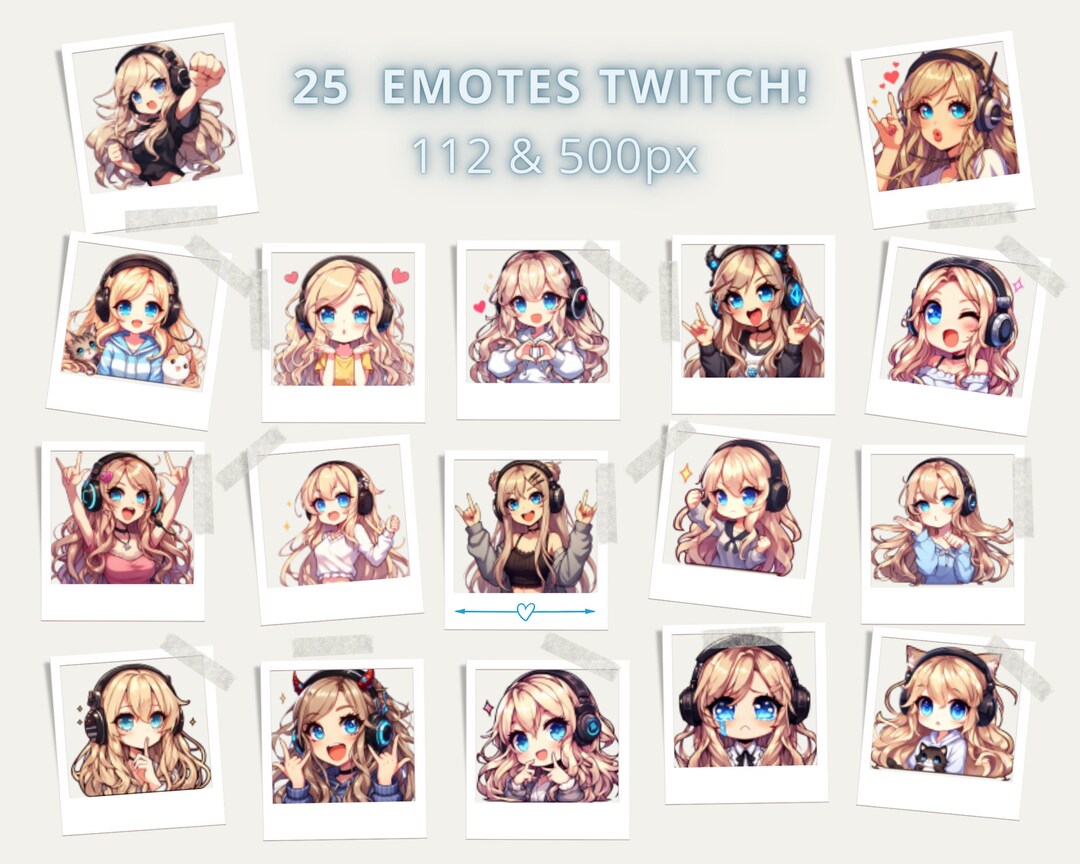 Twitch Emotes, Discord Emotes, Chibi Emotes, Blonde Girl Emotes, Anime ...
