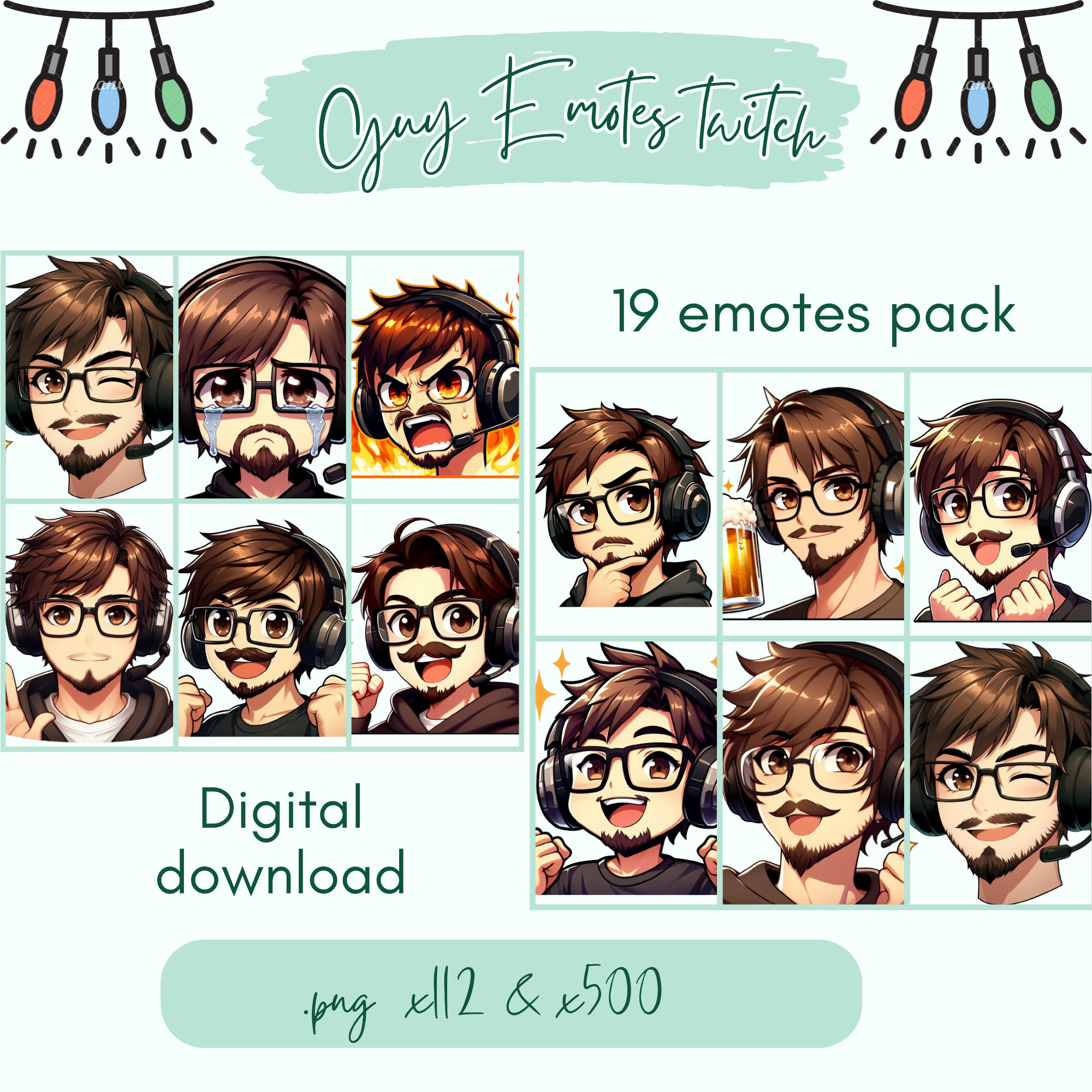 Twitch Emotes, Guy With Glasses Emotes, Discord Chibi Emotes, Anime Boy ...