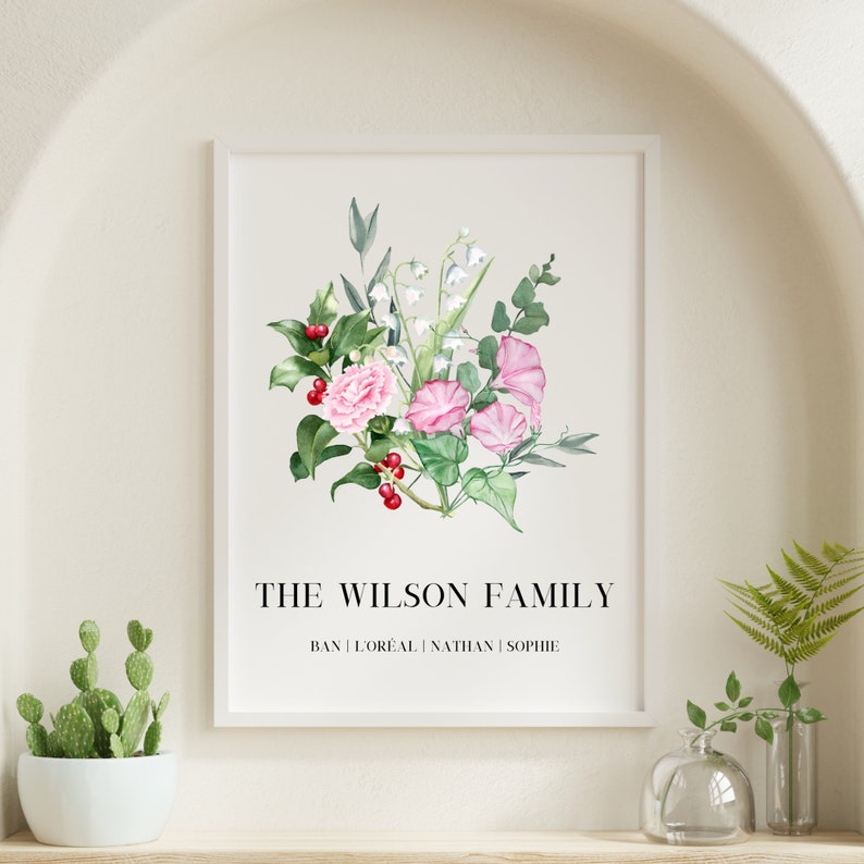 Custom Birth Flower Family Print Personalized Family Sign Month Flower ...
