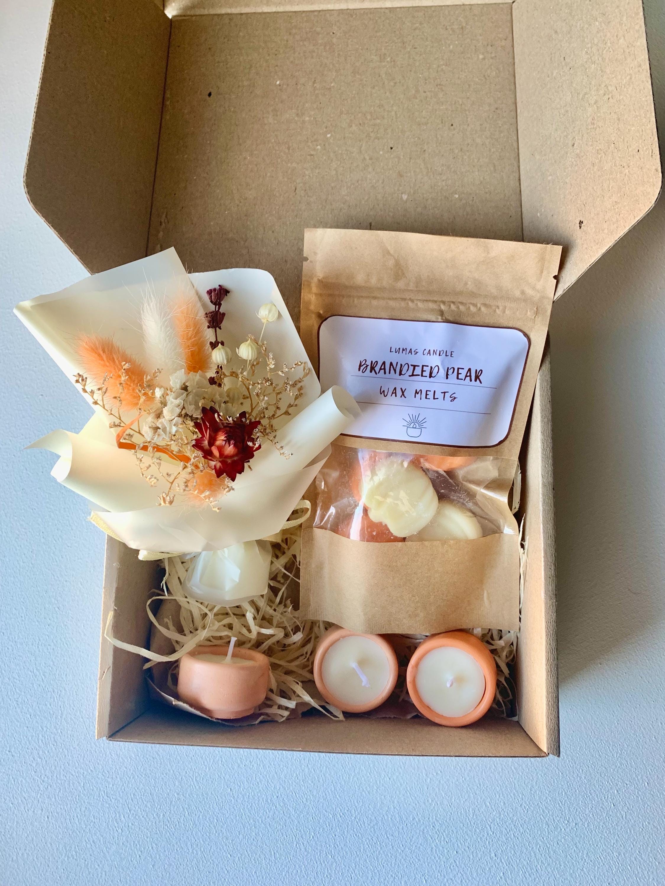 Gift for Her Dried Flower Bouquet & Pumpkin Wax Melts and Mini Candles ...