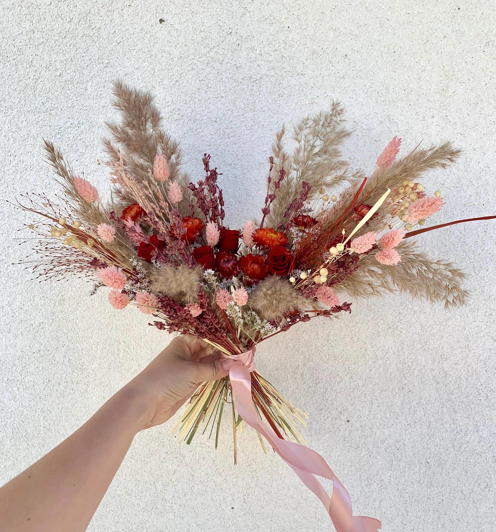 Rust Red Pink Bridal Bouquet Preserved Rose Flowers Bouquet Burgundy ...