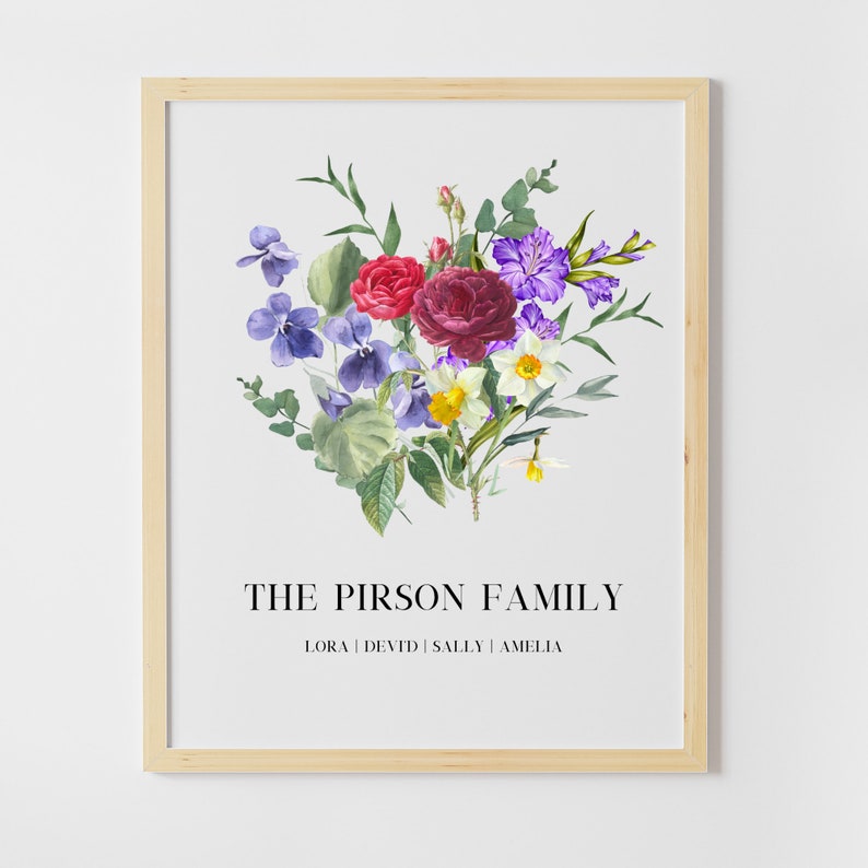 Custom Birth Flower Family Print Personalized Family Sign Month Flower ...