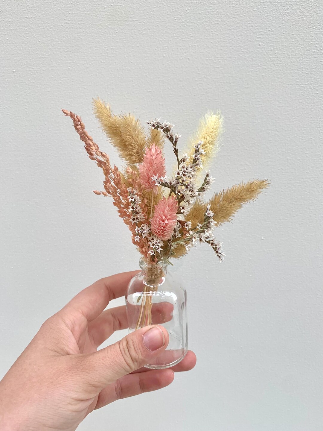 Mini Dried Flower Bouquet in Vase Spring Easter Table Centrepiece Decor ...