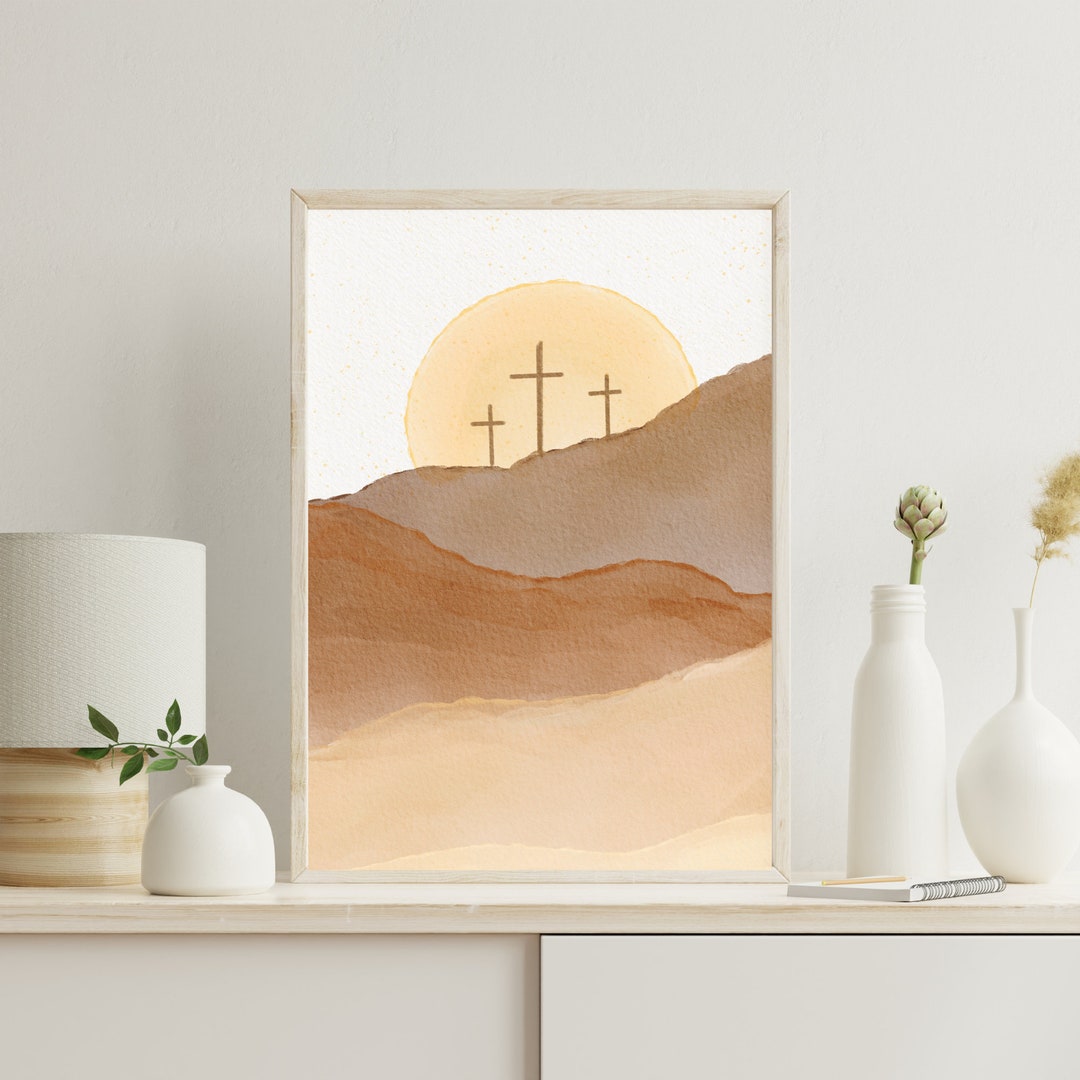 Christian Cross Wall Art Aesthetic Easter Digital Poster Christian ...