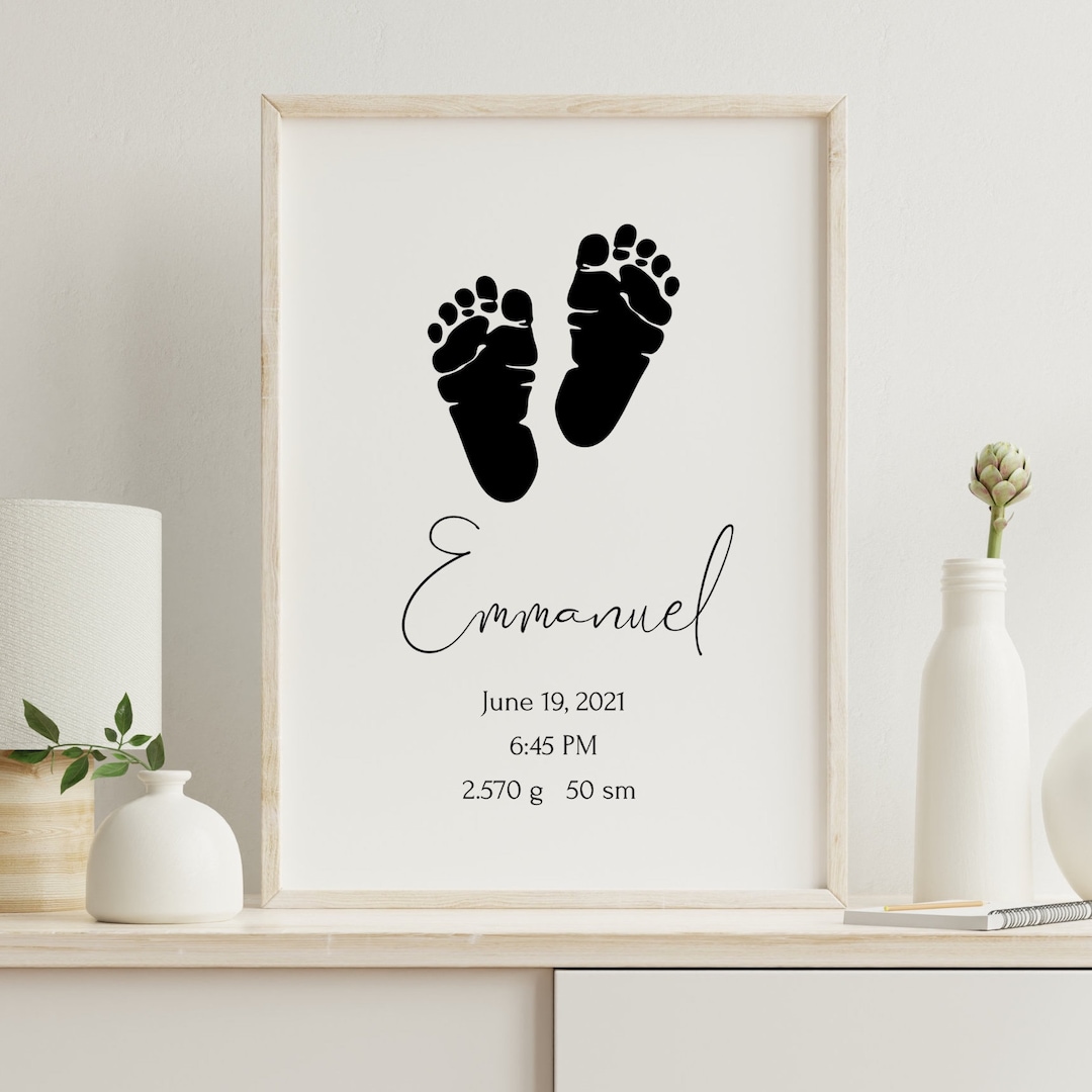 Personalized Newborn Footprint Custom Baby Birth Print Baby Footprint ...