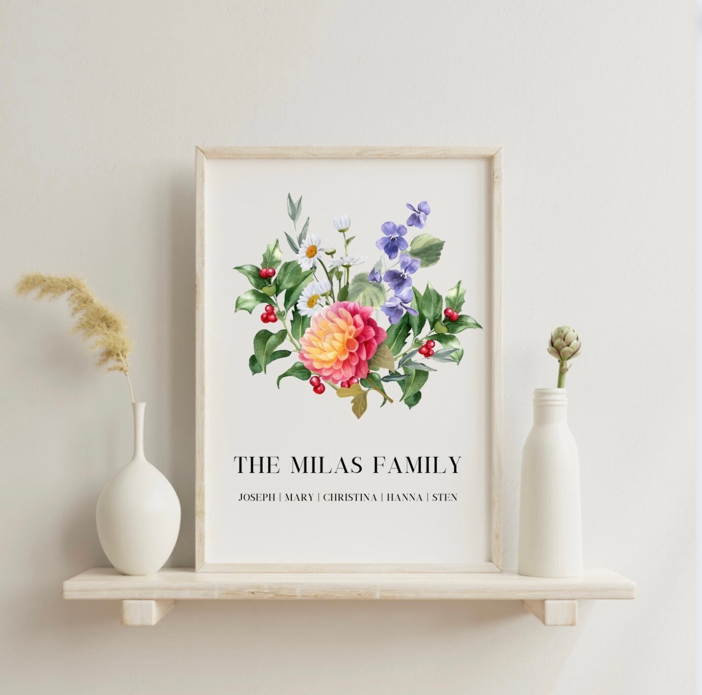Custom Birth Flower Family Print Personalized Family Sign Month Flower ...
