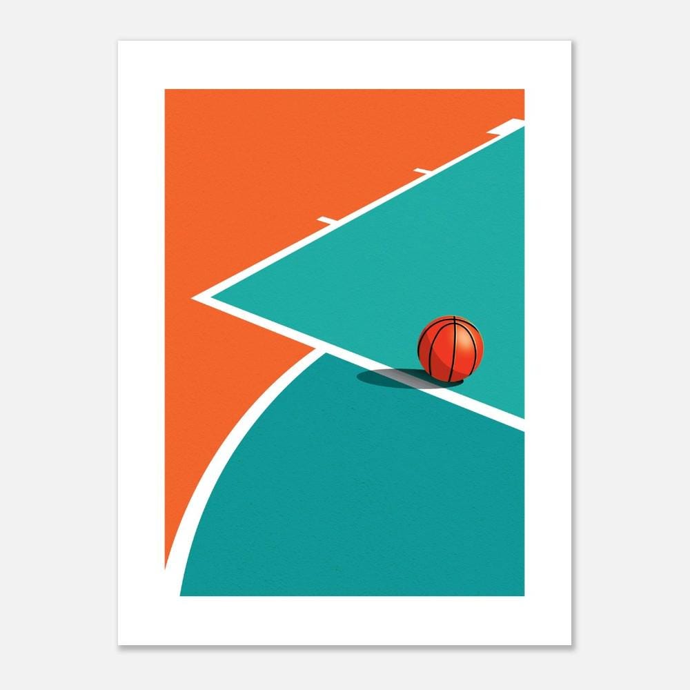 80s Retro Pop Art Basketball Poster Vintage Sports Decor Bold ...