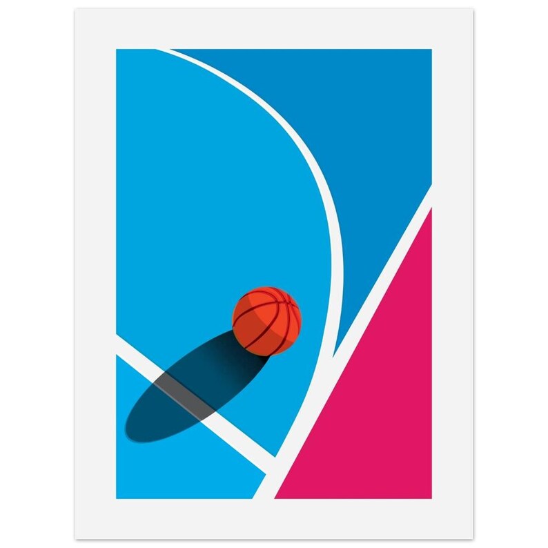 80s Retro Pop Art Basketball Poster Vintage Sports Decor Bold ...