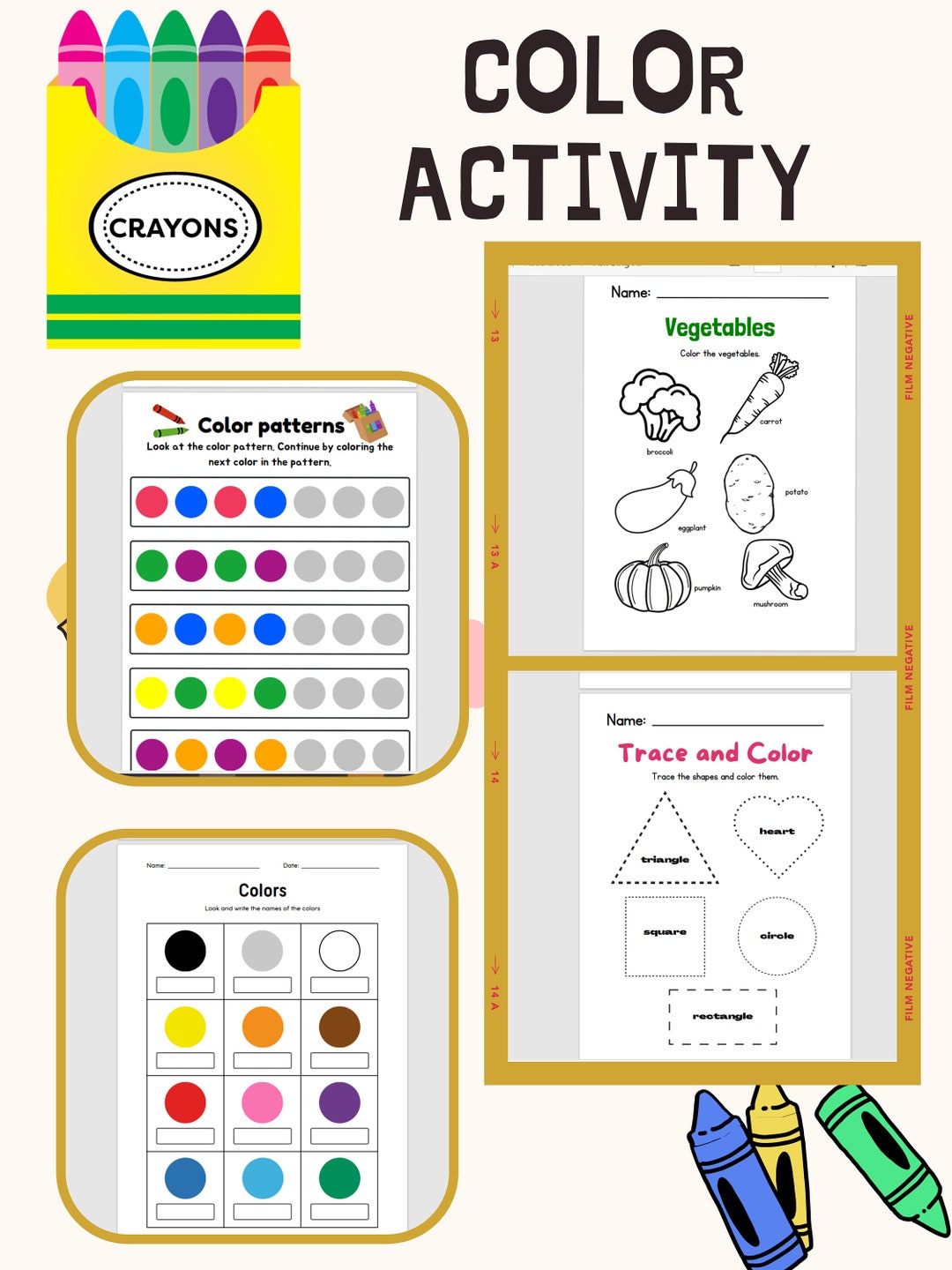 COLOR ACTIVIT Activity for Kids Coloring Activity Preshool - Etsy