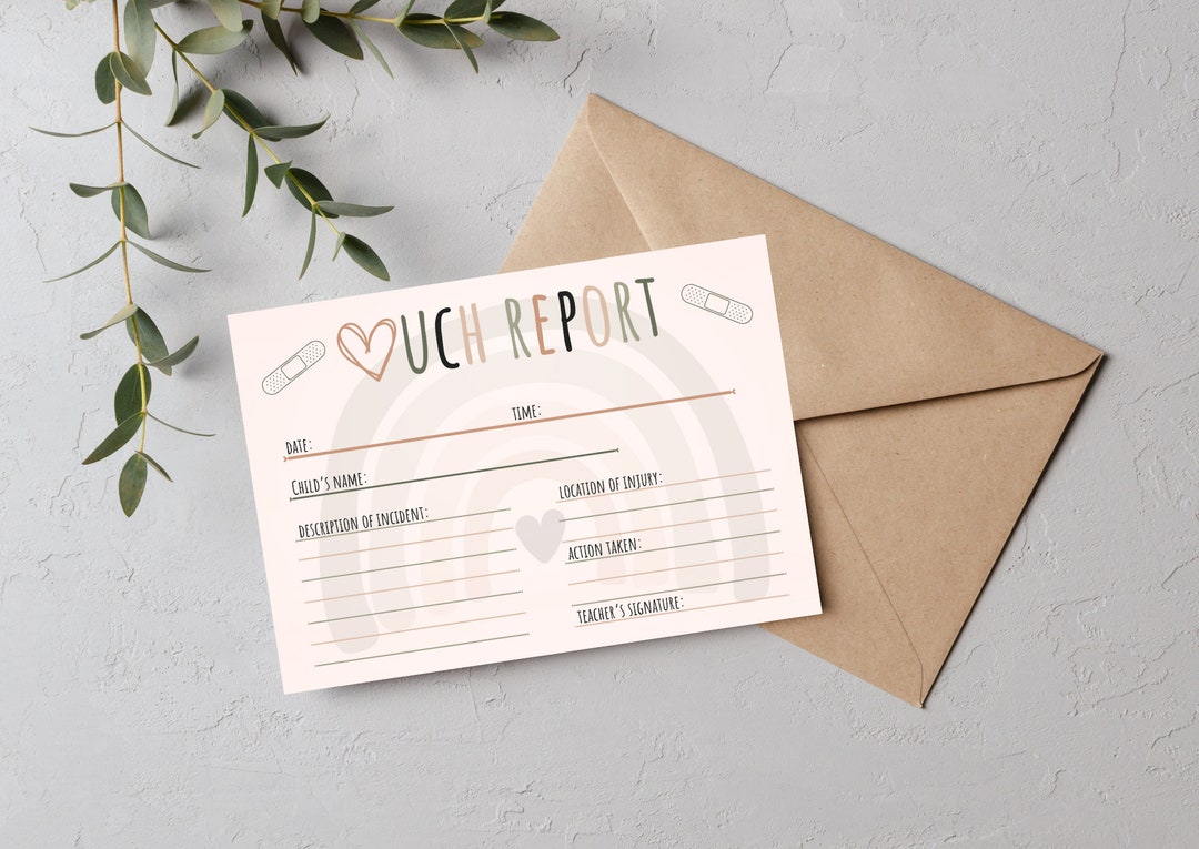 Ouch Report Card Printable, Daycare, Homecare, Teacher Notes - Etsy