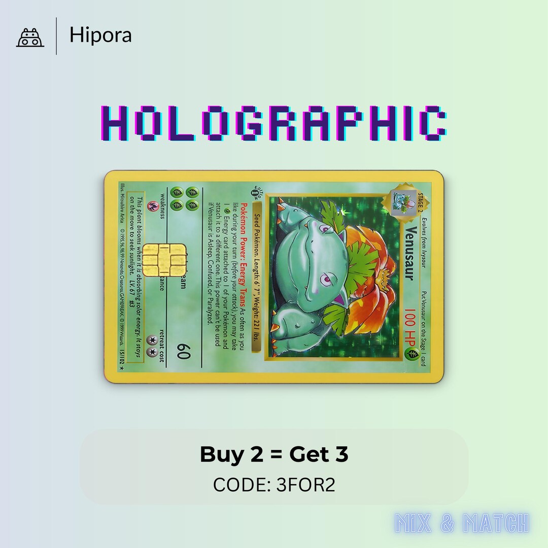 Venusaur Holographic Effect Credit Debit Card Skin Sticker - Etsy