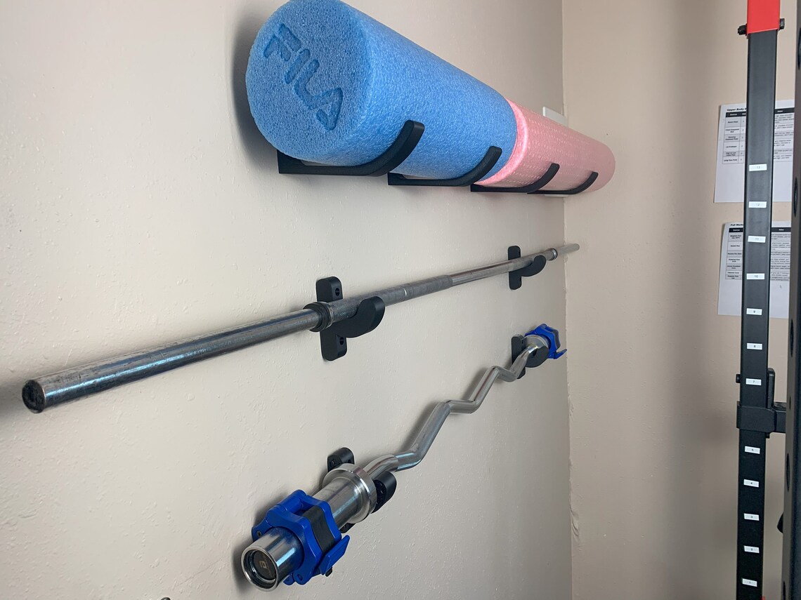Barbell Wall Mount | Home Gym Accessory Storage | Curl Bar Mount | Lat ...