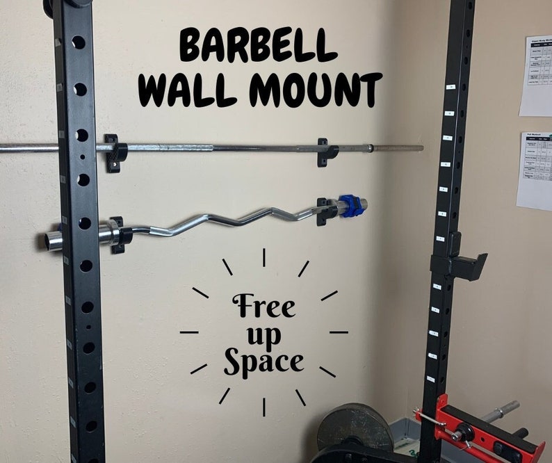 Barbell Wall Mount | Home Gym Accessory Storage | Curl Bar Mount | Lat ...