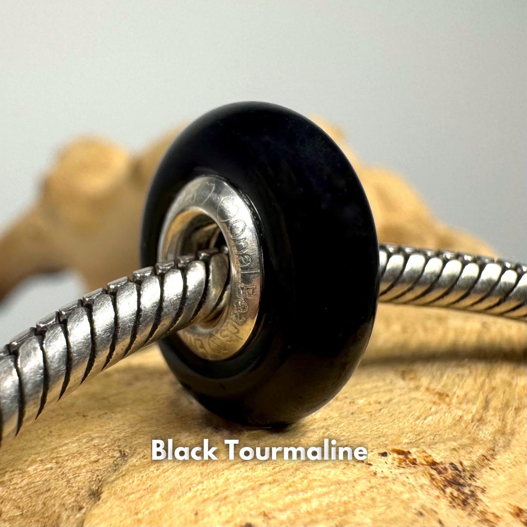 Black Tourmaline Charm Bead: Sterling Silver 925, Brand Bracelet ...