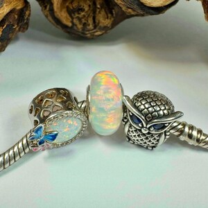 Opal Pandora Charm Gem Bead White, Gift for Her, Fits Armband Bracelt ...