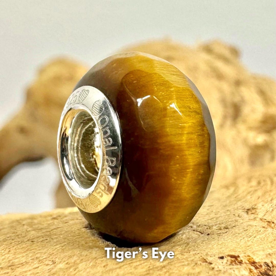 Tiger Eye Stone Charm Bead: Sterling Silver 925, Fits Pandora Bracelet ...