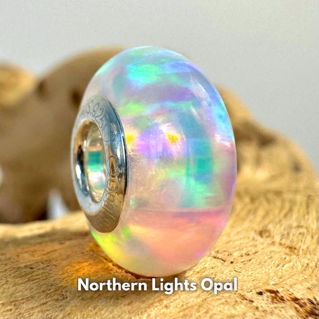 Opal Pandora Charm: Sterling Silver Rainbow Gemstone Bead - Etsy UK