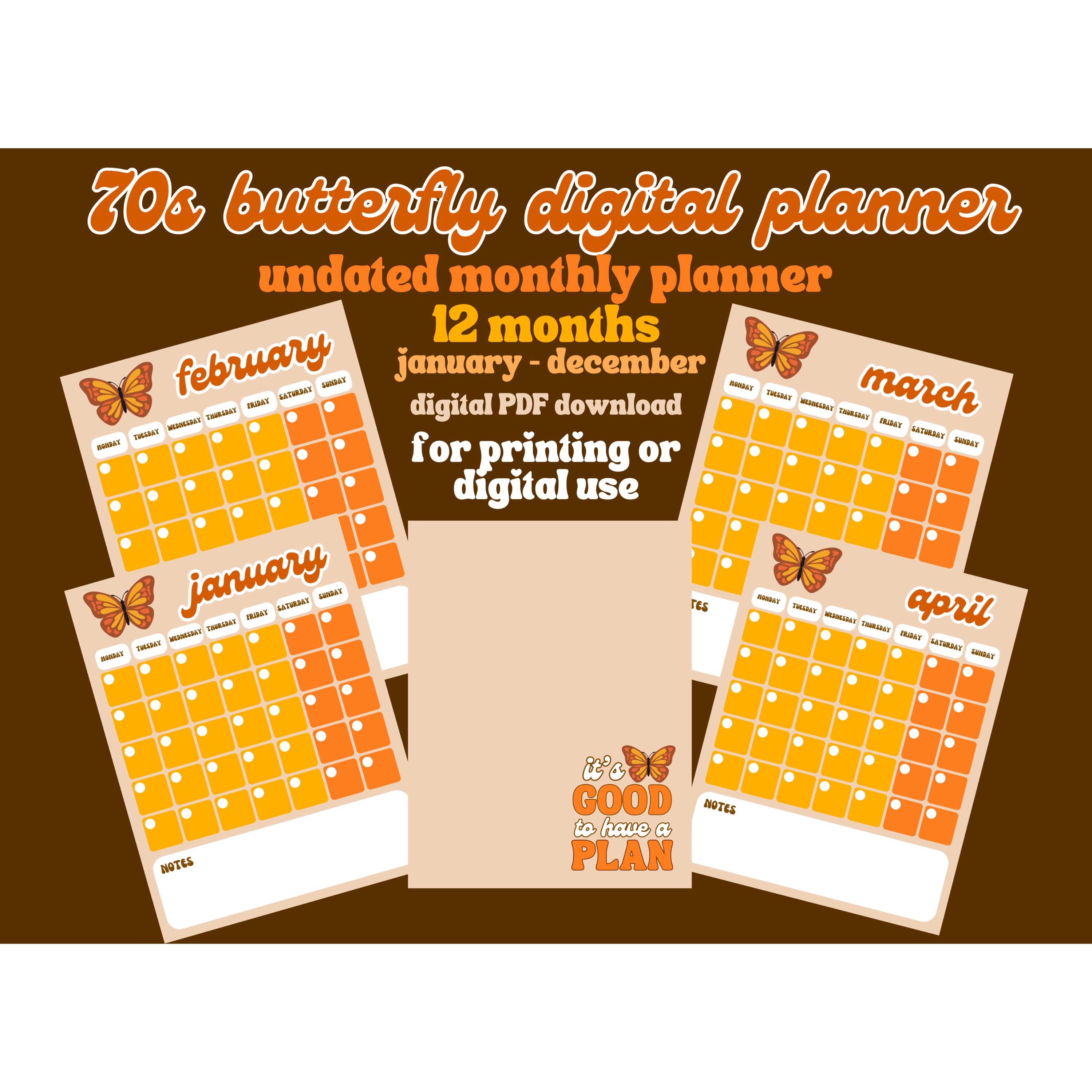 70s RETRO BUTTERFLY Digital Planner - Etsy