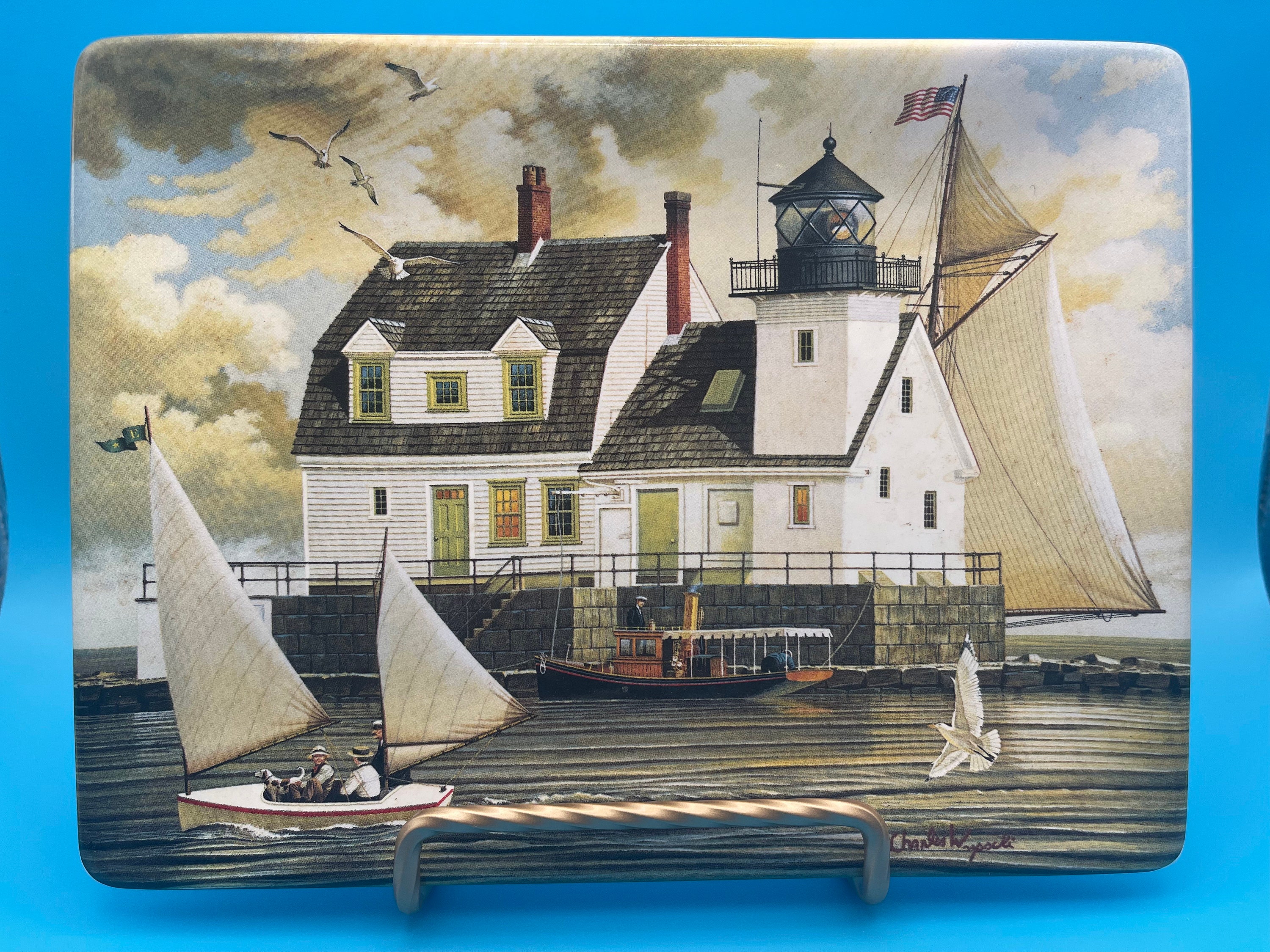 Charles Wysocki's "rockland Breakwater Light" Porcelain Collector's ...