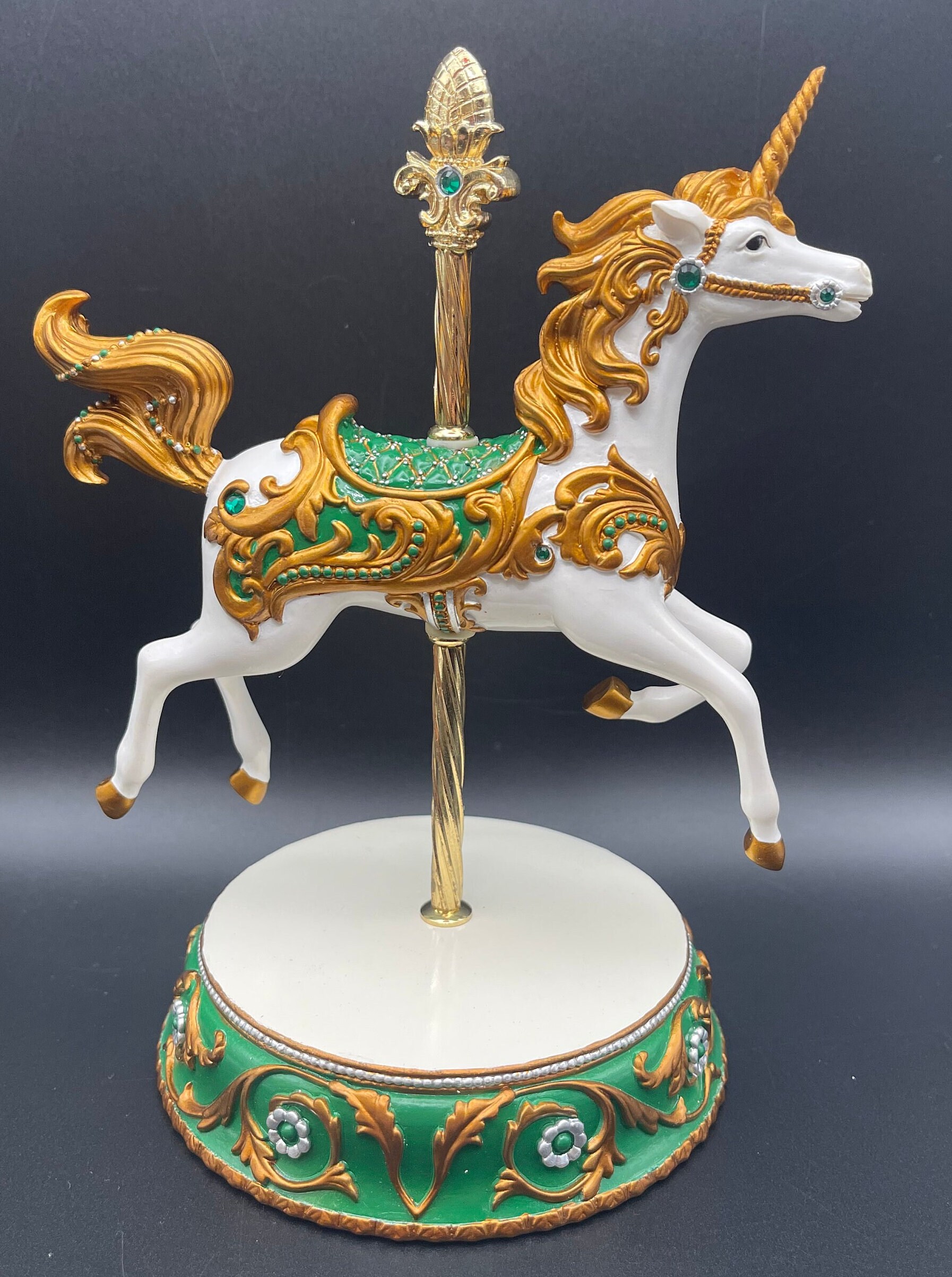 Hamilton Collection "emerald Fancy" Jeweled Unicorn Carousel - Etsy