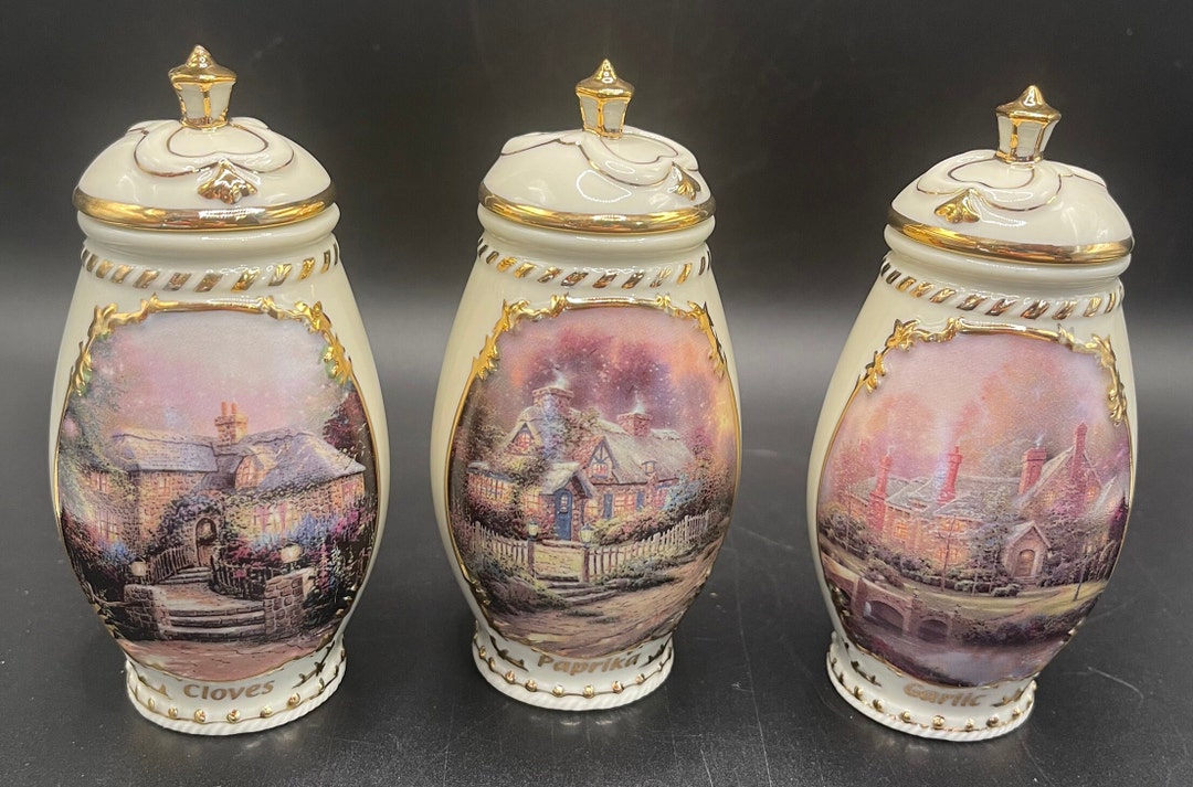 Thomas Kinkade Spice of Life Heirloom Porcelain Spice Jars - Etsy