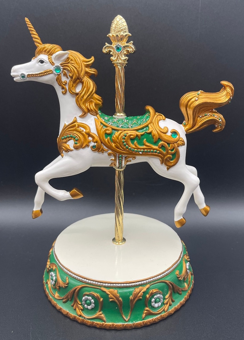 Hamilton Collection "emerald Fancy" Jeweled Unicorn Carousel - Etsy