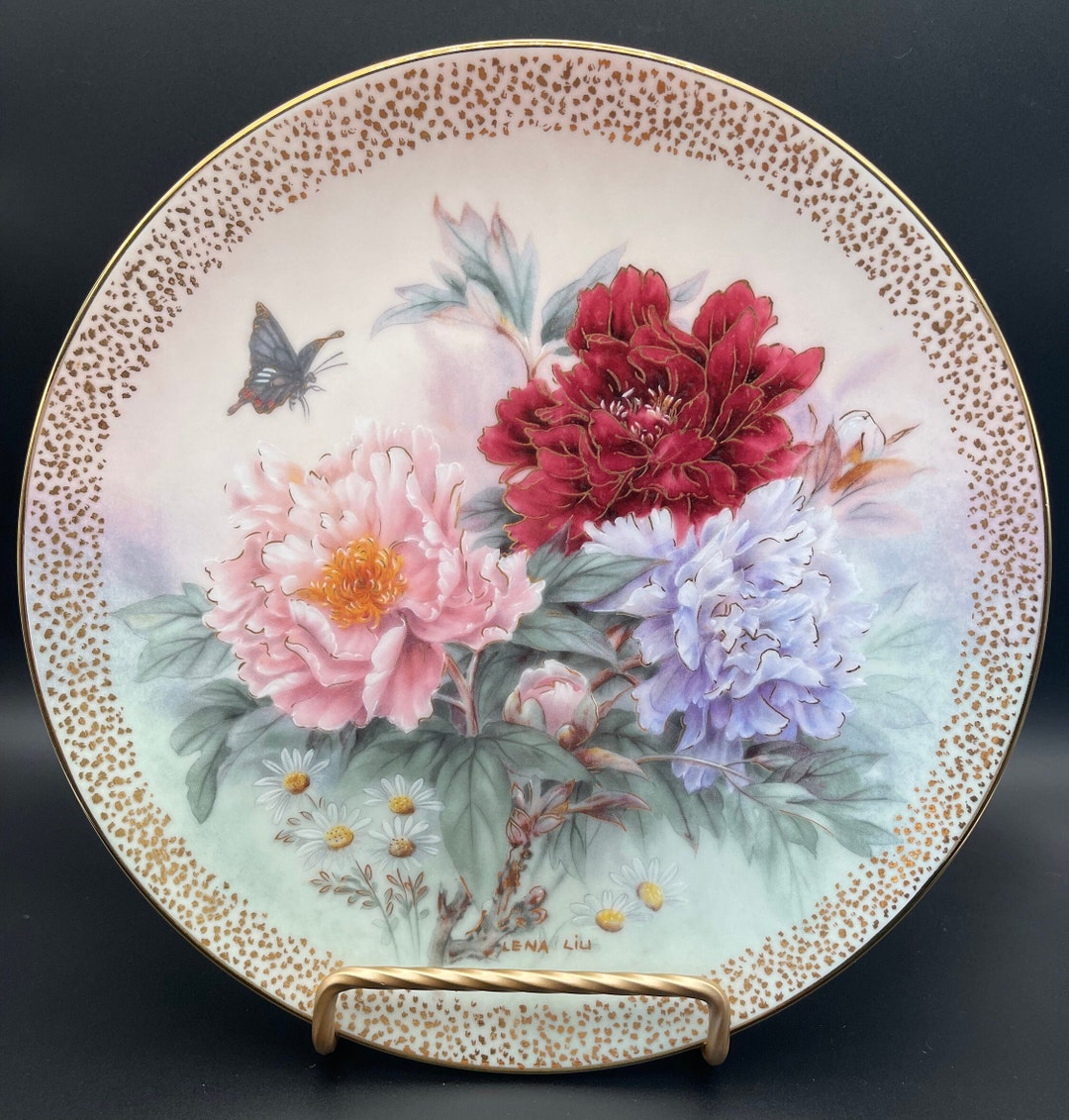 Lena Liu “peony Prelude “ Porcelain Collector's Plate. 1991 W.S. George ...