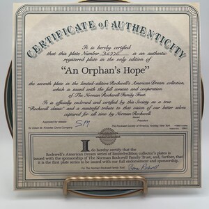 Norman Rockwell "an Orphan's Hope" 1987 Knowles "american Dream ...