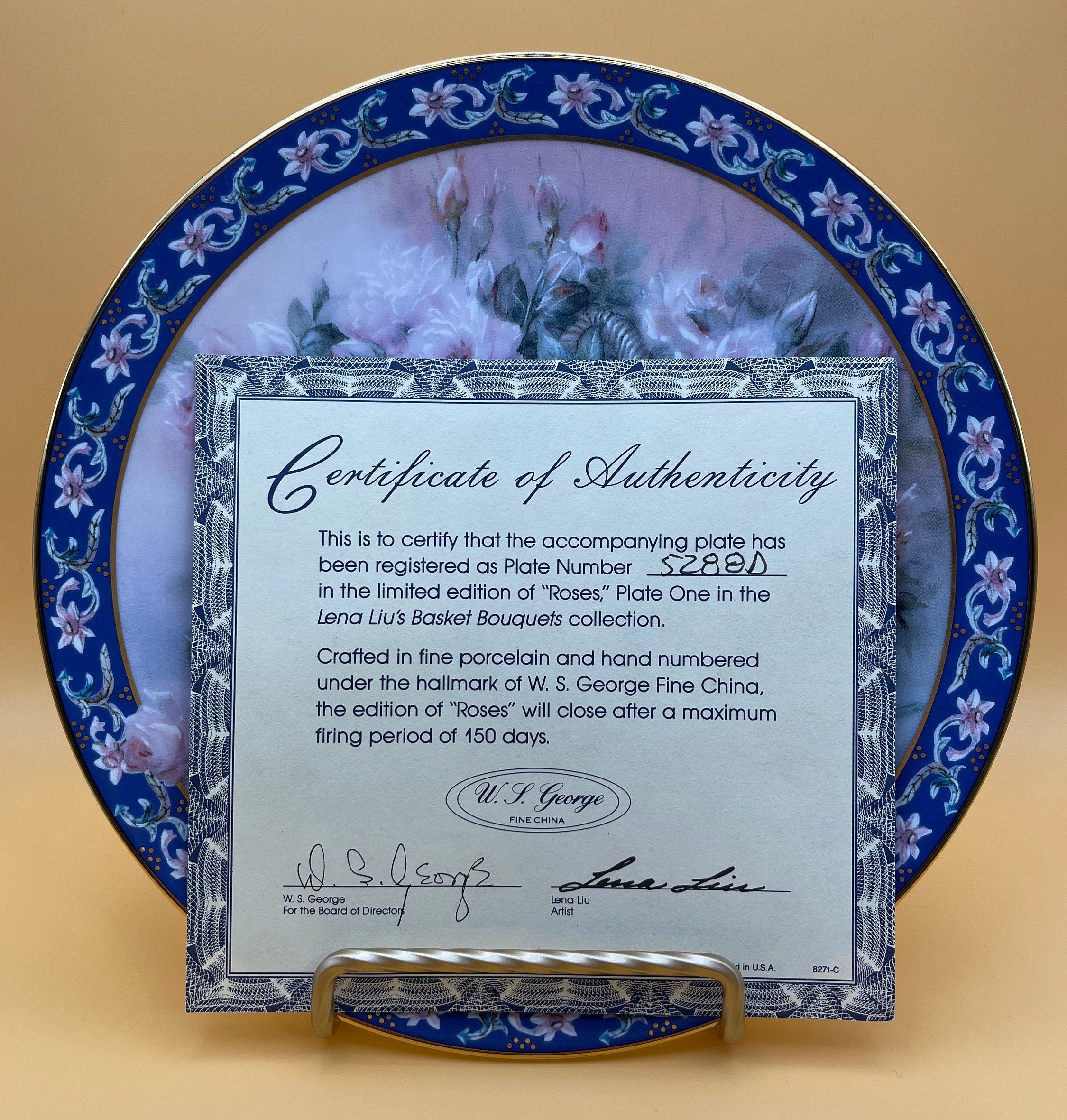 Lena Liu “roses “ Porcelain Collector's Plate in the 1992 W.S. George ...