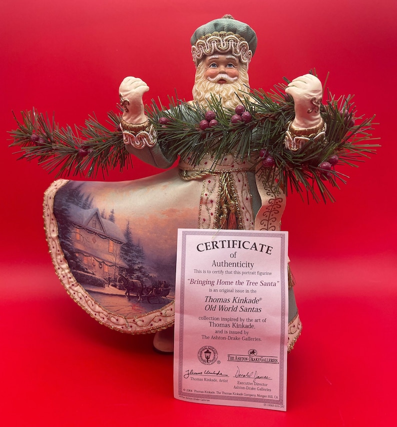 Thomas Kinkade Old World Santa bringing Home the Tree Santa Ashton ...