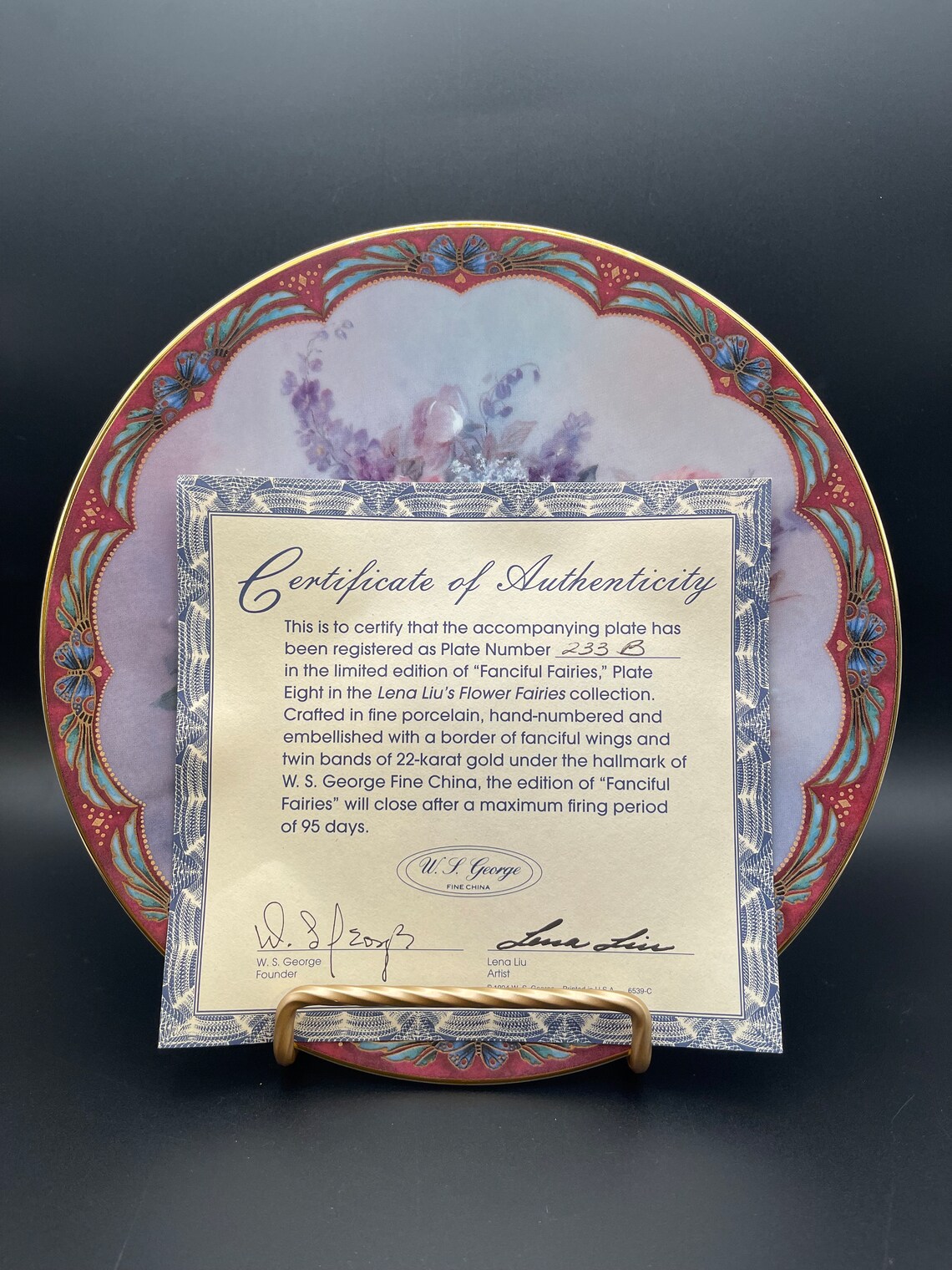 Lena Liu fanciful Fairies Round Porcelain Collector's Plate. 1994 W.S ...