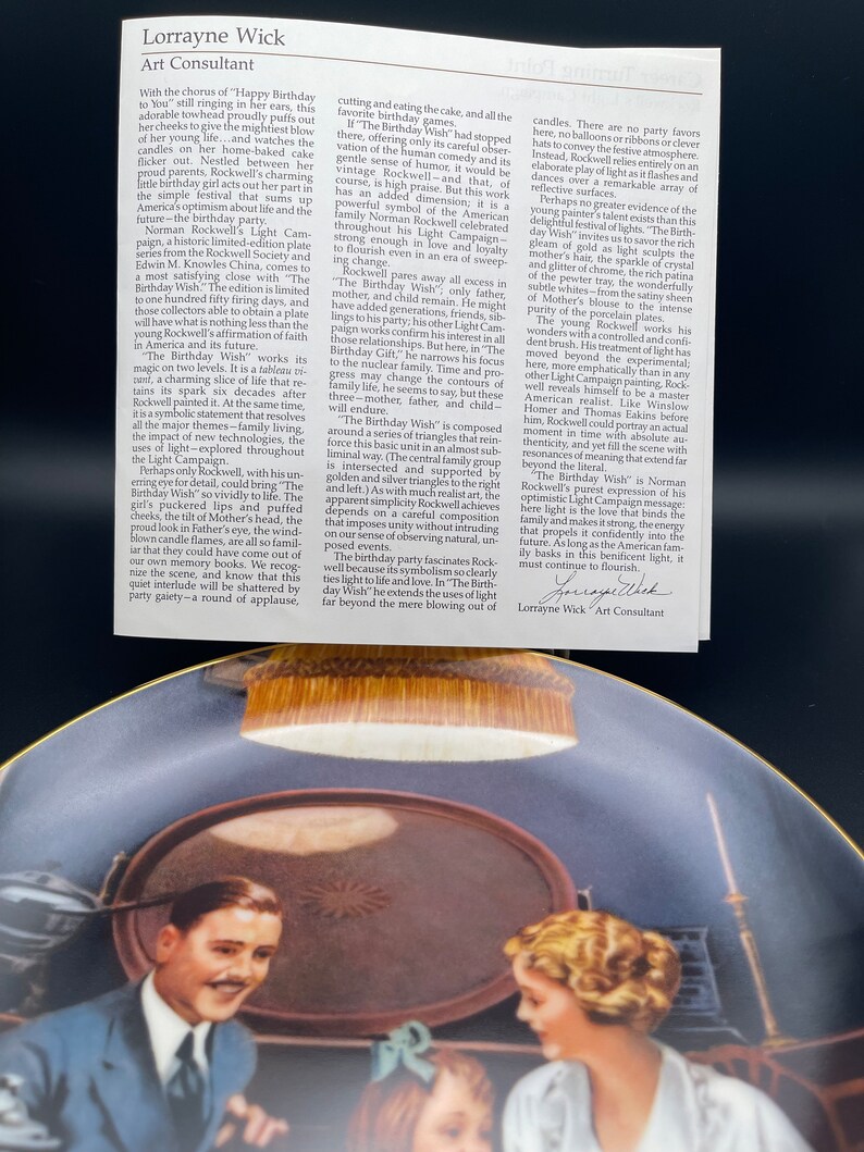 Norman Rockwell "the Birthday Wish." Knowle's Light Campaign Porcelain ...