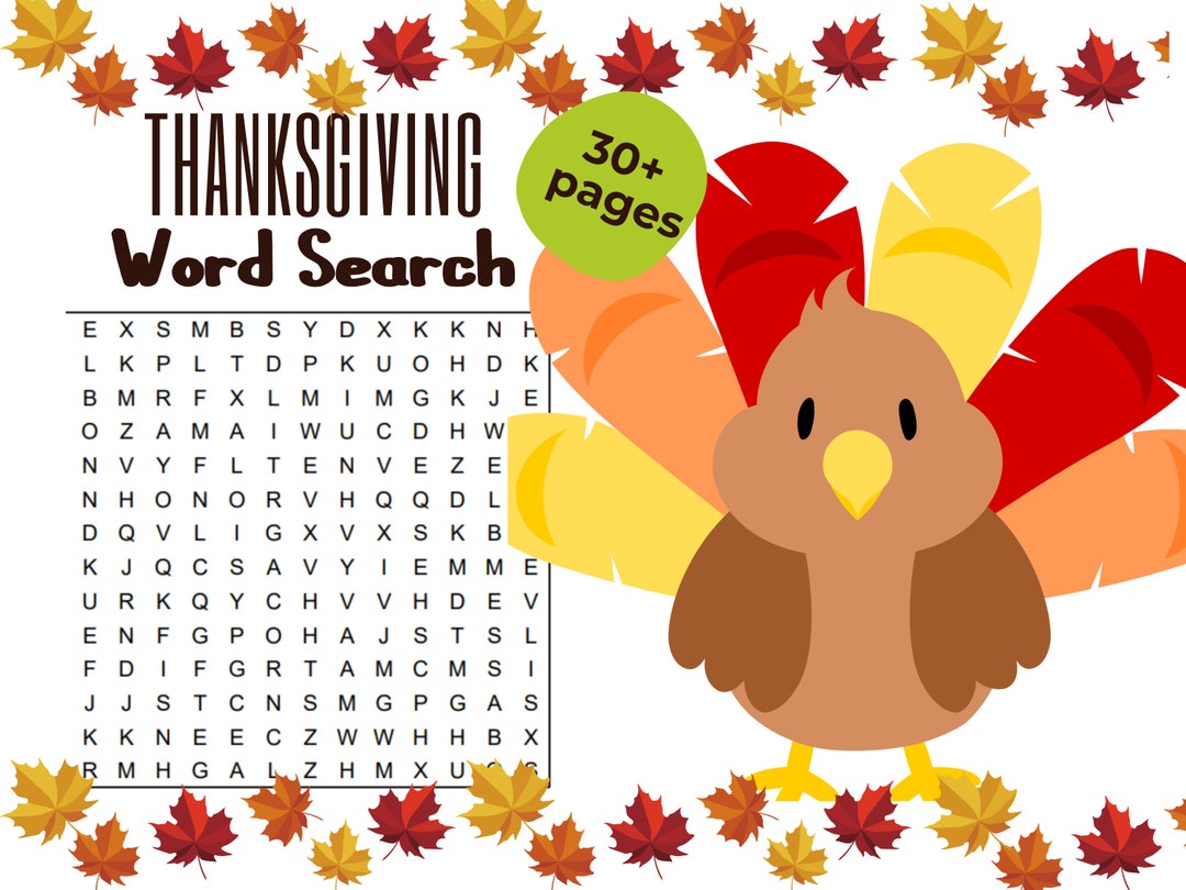 Thanksgiving Word Search Printable - Fun Puzzles for All Ages - Etsy
