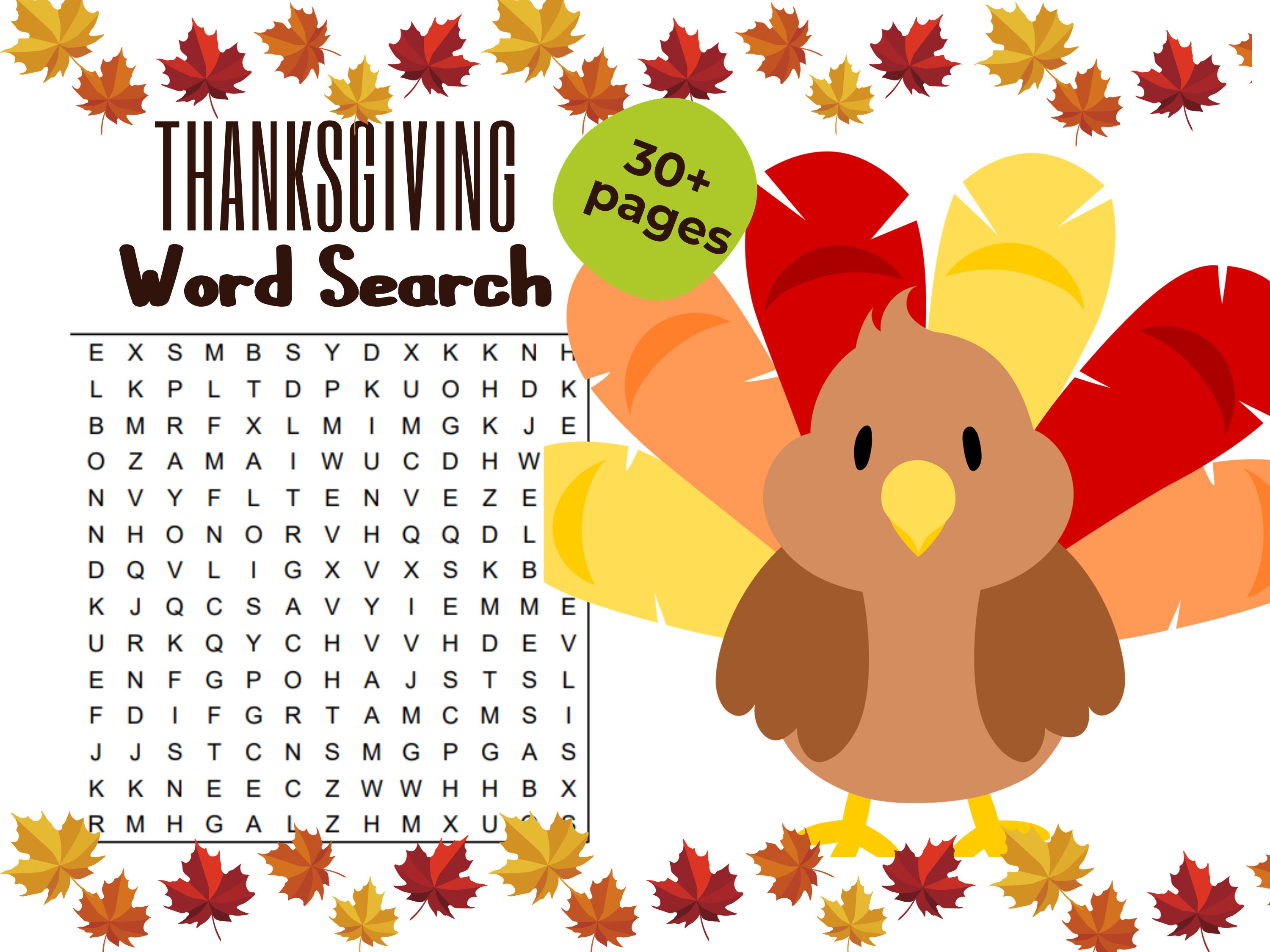Thanksgiving Word Search Printable Fun Puzzles for All Ages - Etsy