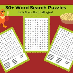 Thanksgiving Word Search Printable Fun Puzzles for All Ages - Etsy