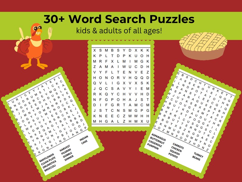 Thanksgiving Word Search Printable Fun Puzzles for All Ages - Etsy