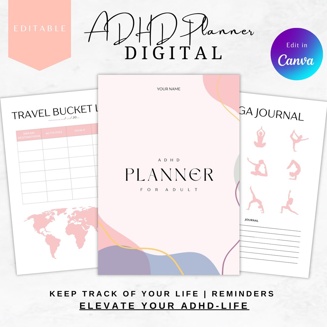 ADHD Workbook Template Canva |ADHD Worksheets for Coaching Template ...