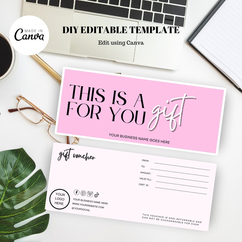 Gift Certificate Template, DIY Printable Gift Voucher Certificate ...