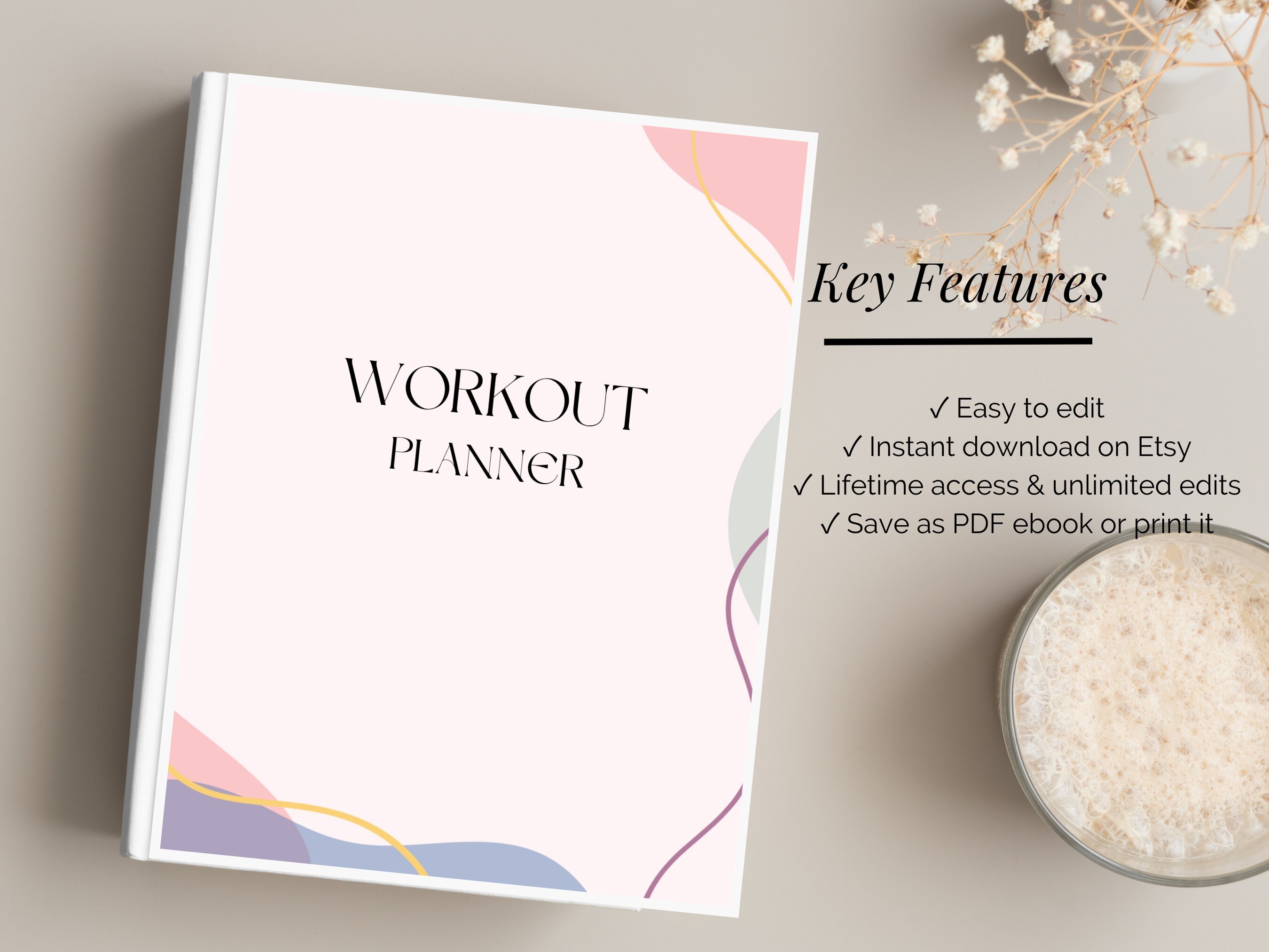 Workout Tracker Printable, Daily Exercise Log, Fitness Journal, Workout ...