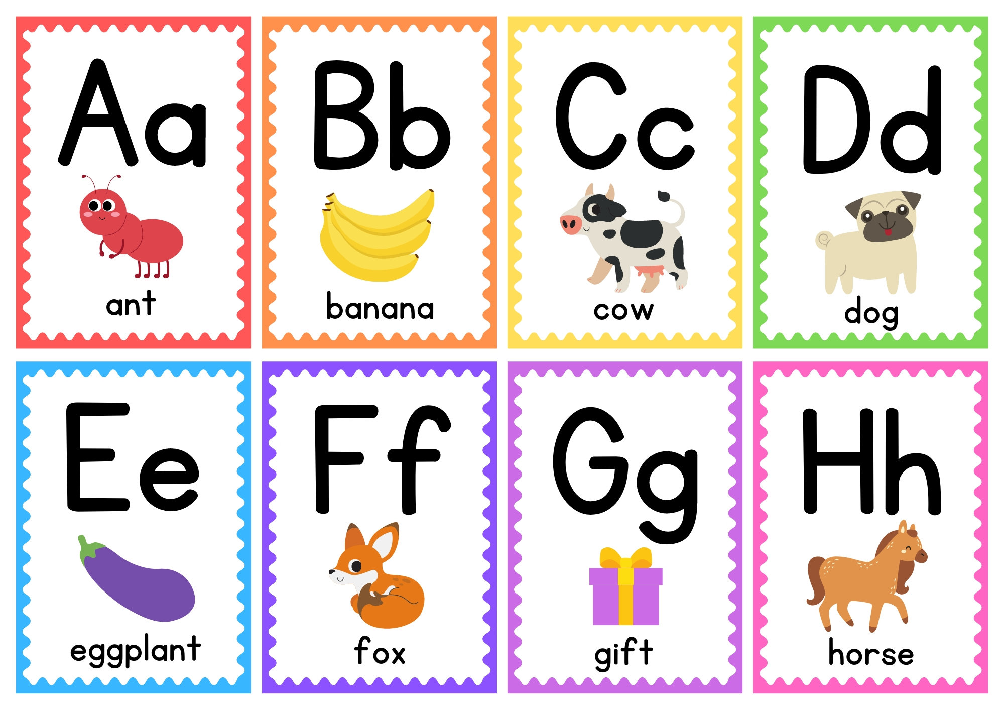 Colorful Bold Illustrative Alphabet Flashcard - Etsy