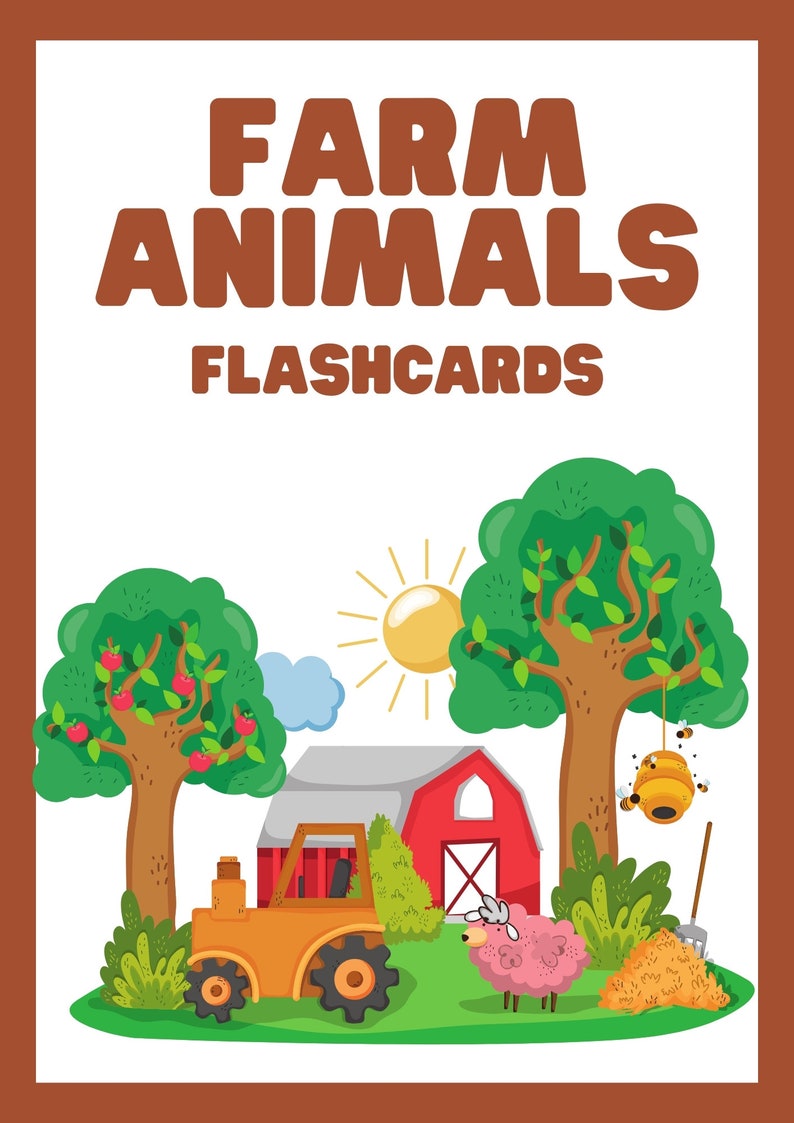 Illustrative and Colorful Farm Animals Flashcards for Kids, Girls, Boys ...
