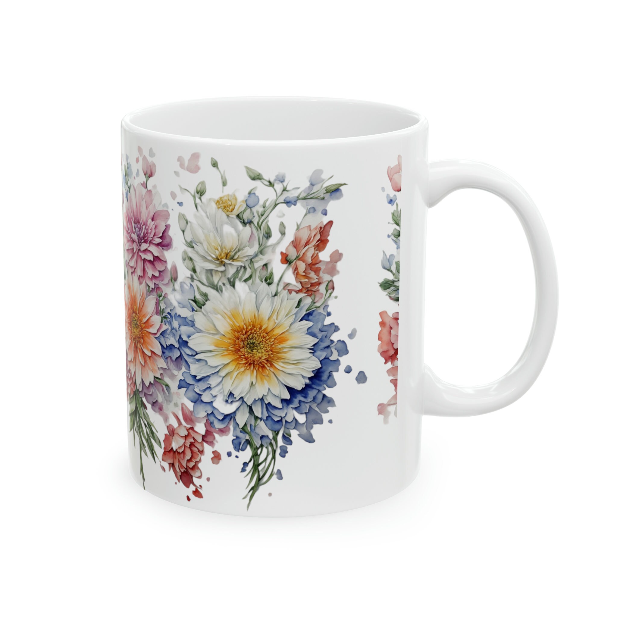 Watercolor Flowers Monochromatic Beauty Ceramic Mug, 11oz - Etsy