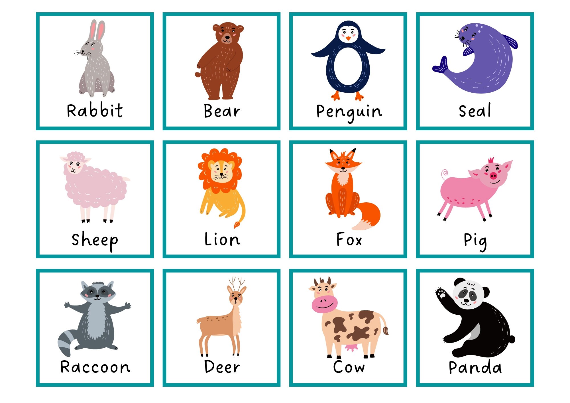 Animals Flashcard Memory Game - Etsy