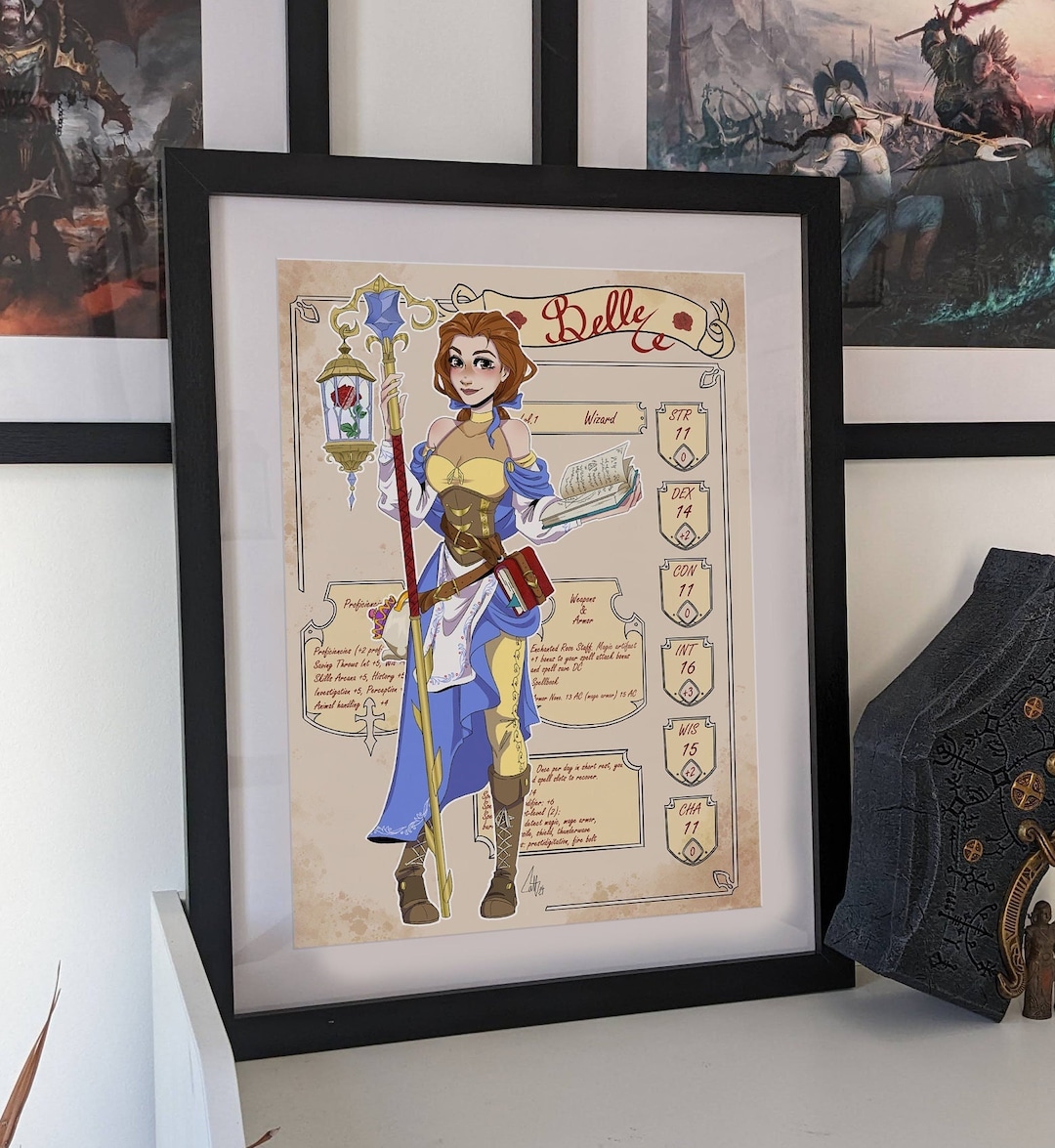 Disney Belle Wizard Poster Illustration, D&D Character Sheet, Print ...