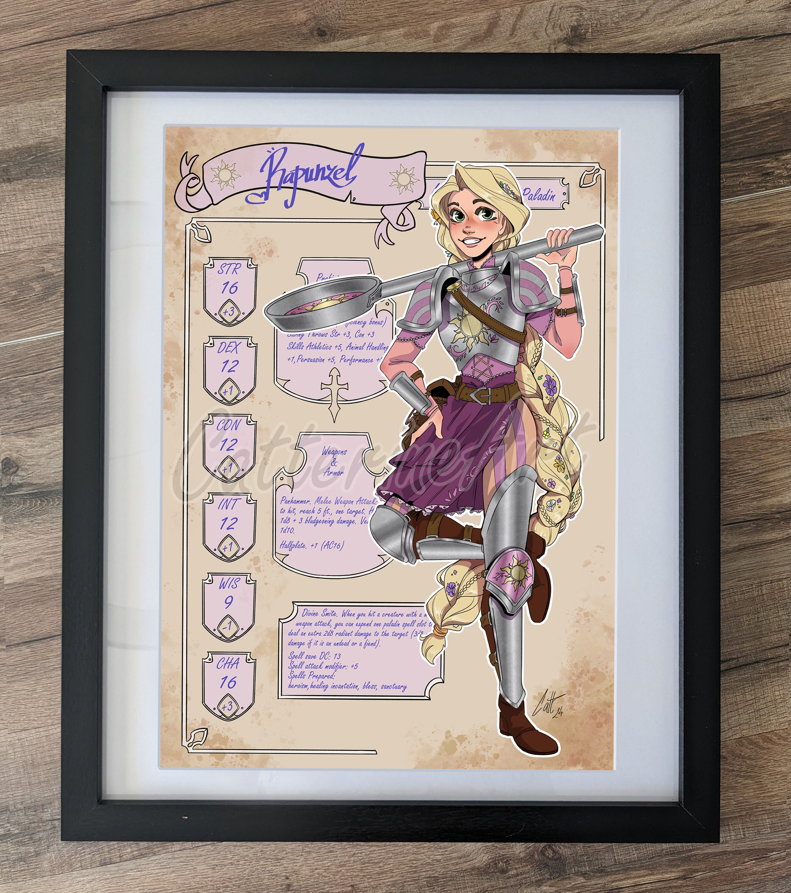 Disney Rapunzel Paladin Poster Illustration, D&D Character Sheet ...