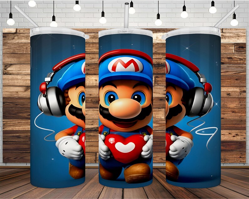 Super Mario 20oz Design Tumbler, Sublimation Design Straight Skinny ...