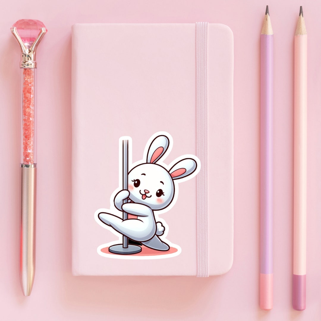 Pole Dancing Bunny Sticker for Spring, Funny Easter Bunny Sticker ...
