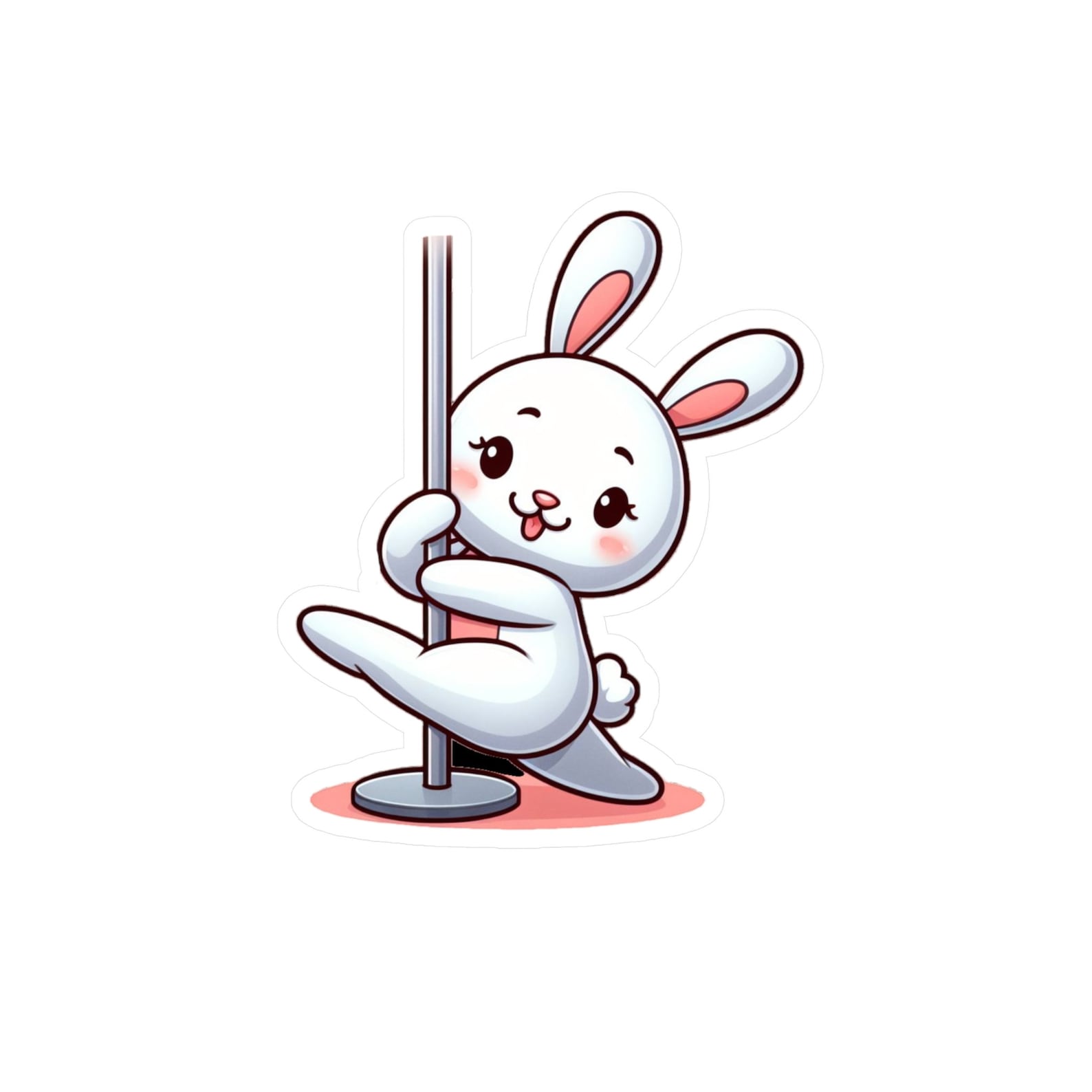 Pole Dancing Bunny Sticker for Spring, Funny Easter Bunny Sticker ...