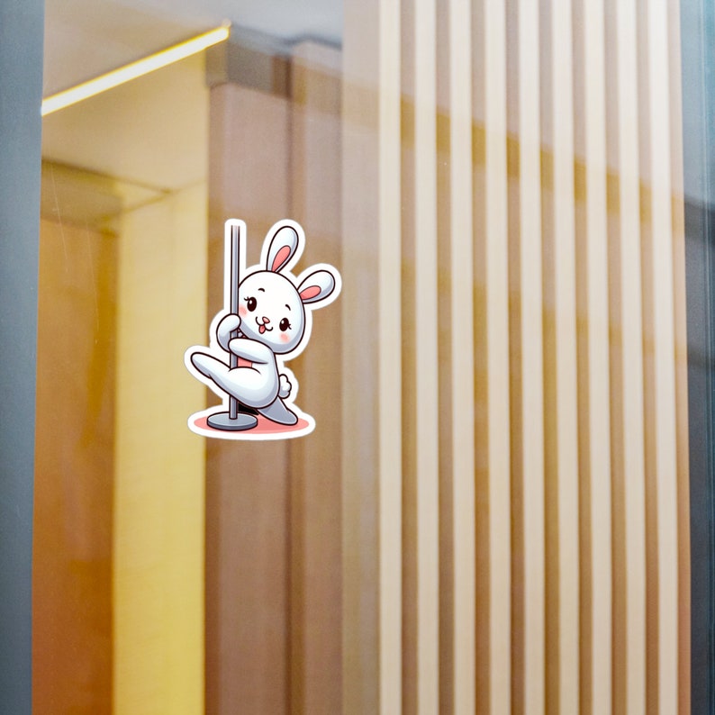 Pole Dancing Bunny Sticker for Spring, Funny Easter Bunny Sticker ...